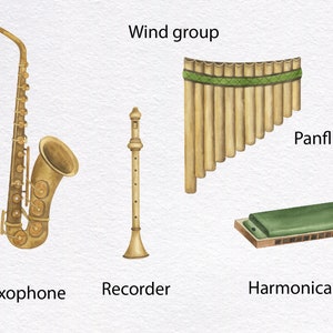 Musical Instruments Set. Watercolor Clipart Collection. Guitar, Violin ...