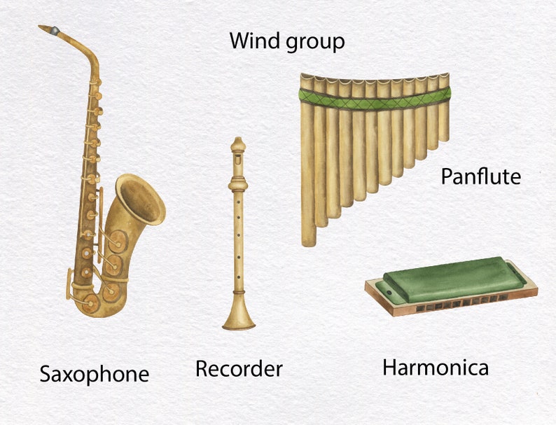 Musical Instruments Set. Watercolor Clipart Collection. Guitar, Violin ...