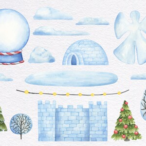 Children Winter Fun Outdoors. Watercolor Christmas Clipart. Winter ...