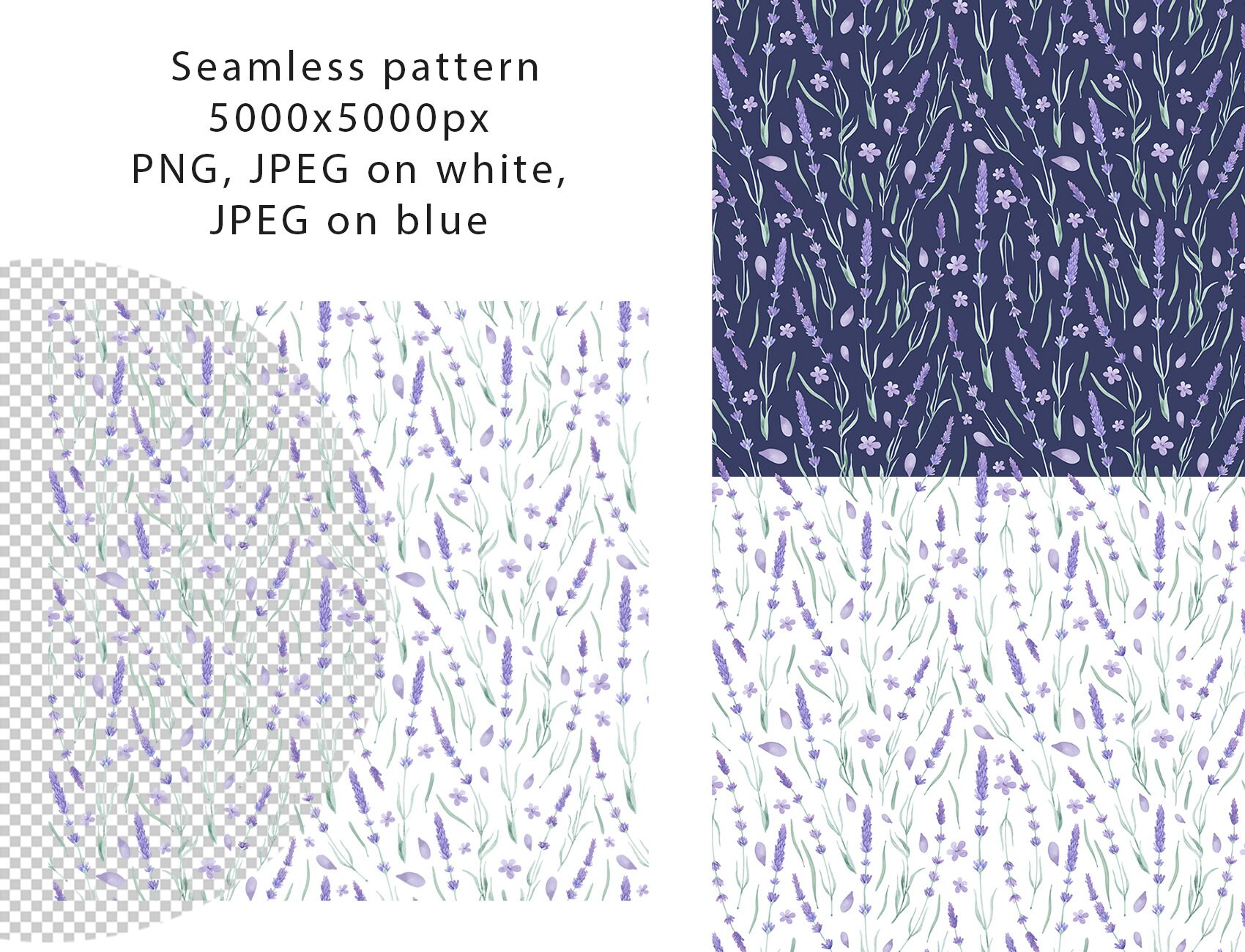 Lavender Digital Paper Pack. Watercolor Seamless Patterns. Digital ...