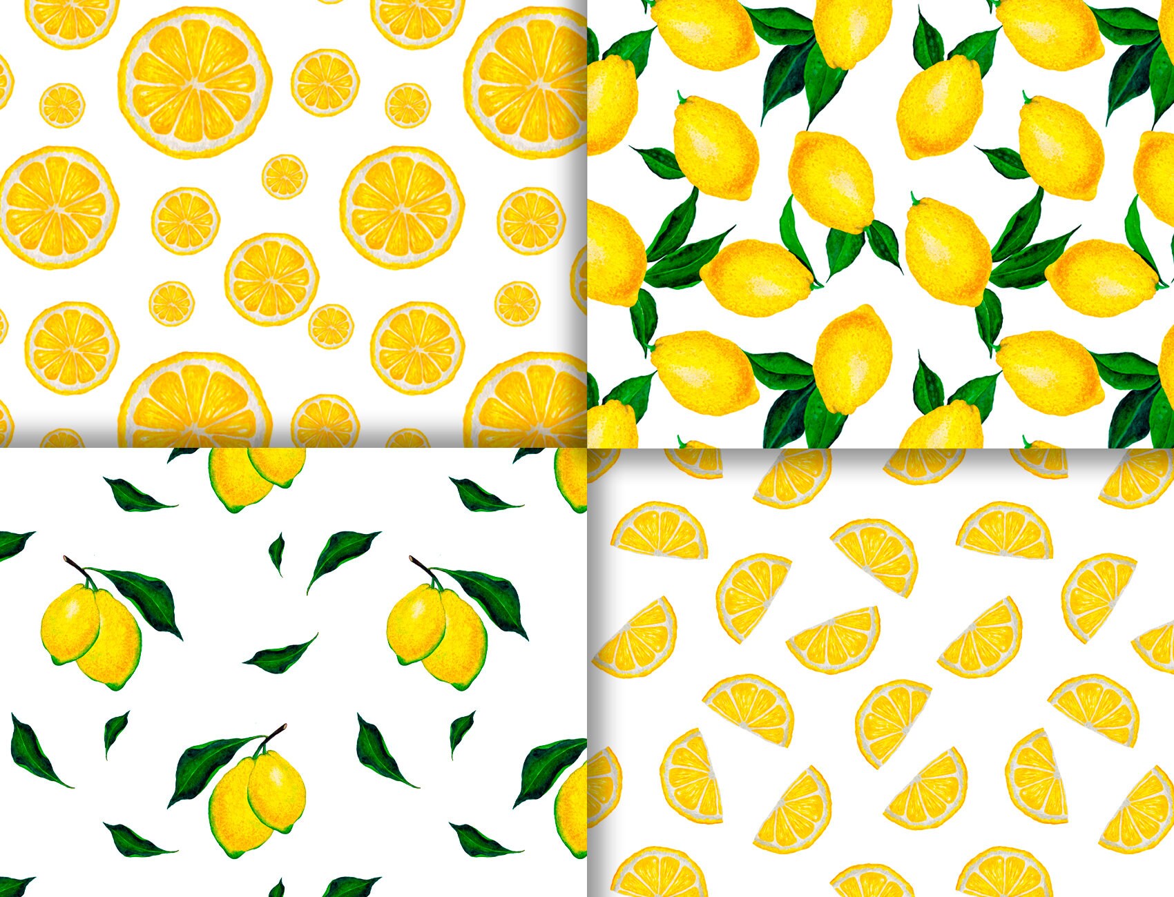 Lemon Digital Paper. Watercolor Seamless Pattern. Kitchen - Etsy