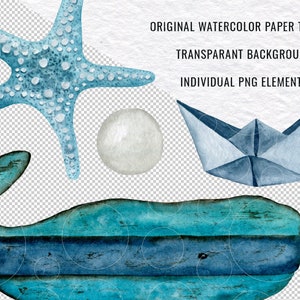 Watercolor Clipart, Nautical Decor, Marine Vintage Elements, Instant ...