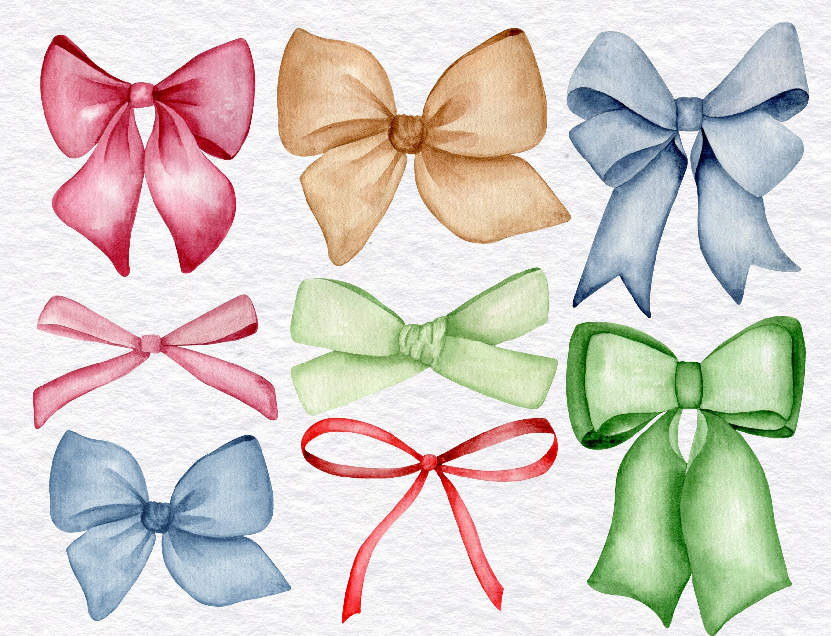 Watercolor Bow Clipart, Gift Bow, Christmas Ribbon, Birthday Party ...