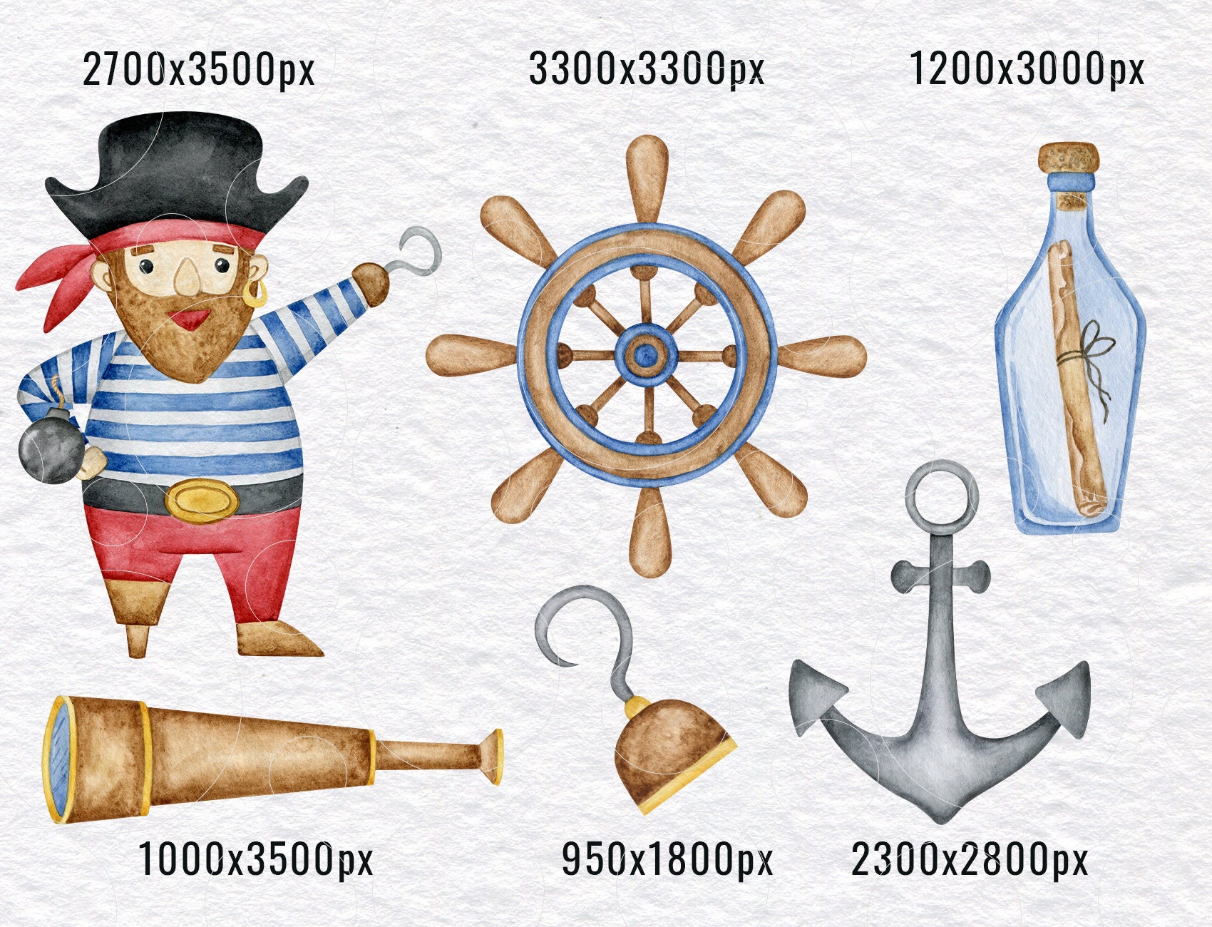 Children Pirate Clipart, Watercolor Cute Pirate Collection, Pirate ...