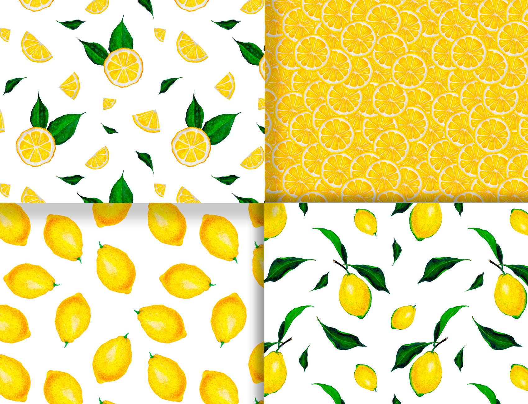 Lemon Digital Paper. Watercolor Seamless Pattern. Kitchen - Etsy