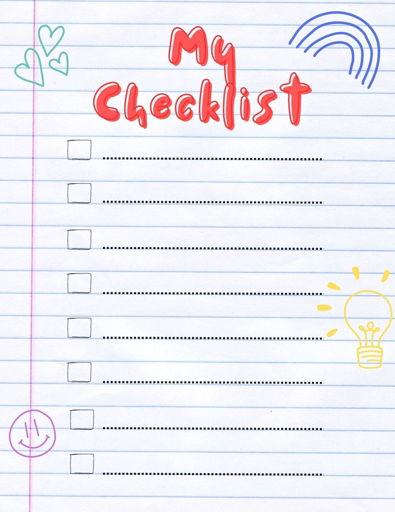 Kids Blank Checklist - Etsy