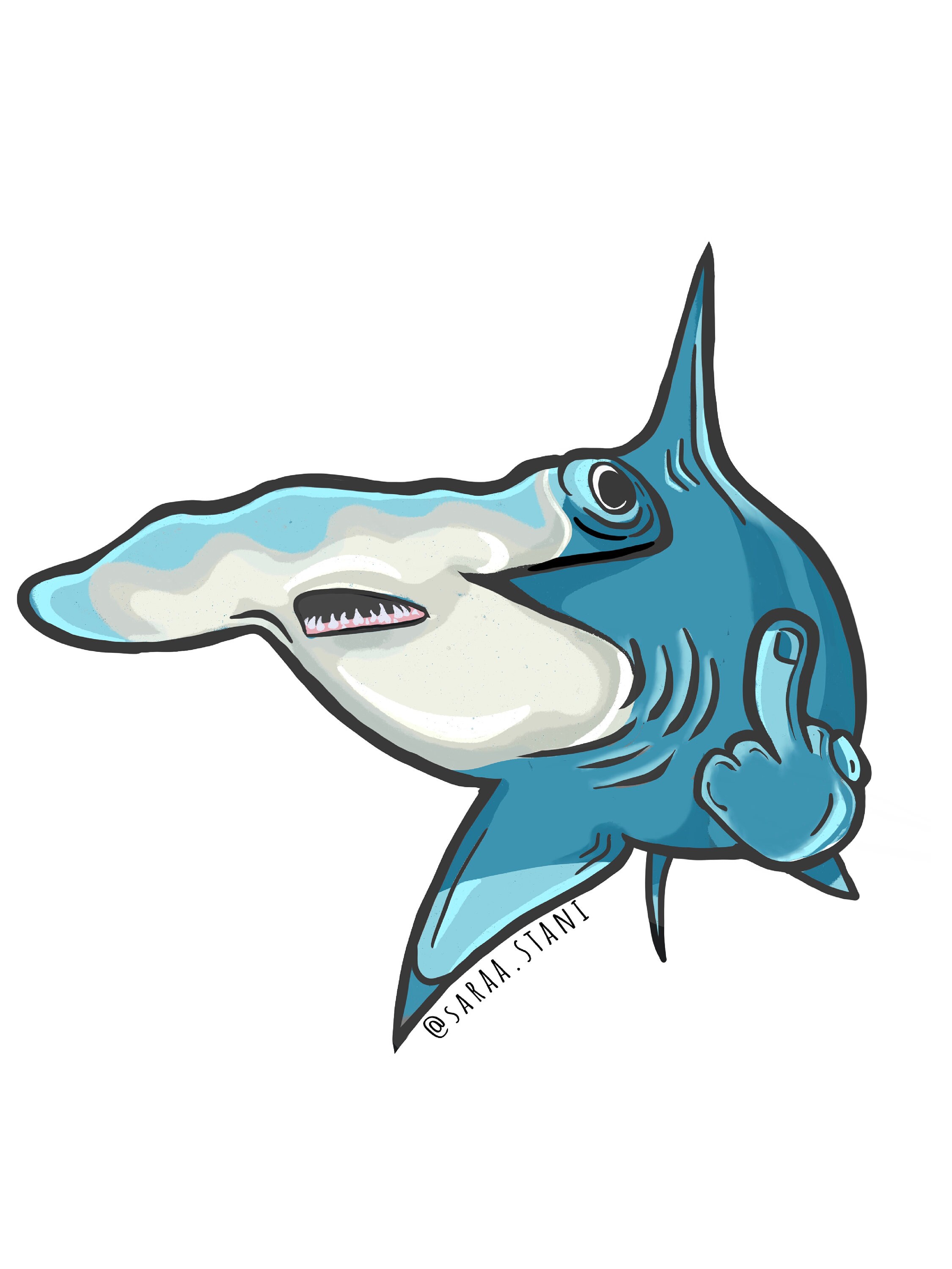Hammerhead Shark Sticker - Funny - Middle Finger - Etsy UK