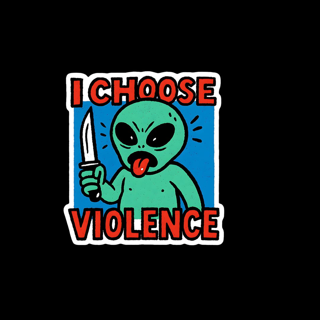 Funny Alien Sticker Alien Vinyl Sticker Weird Cute Sticker For