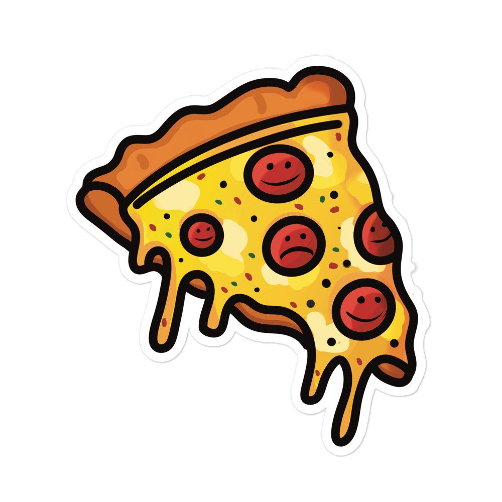 Cute Smiley Face Pizza Sticker - Etsy