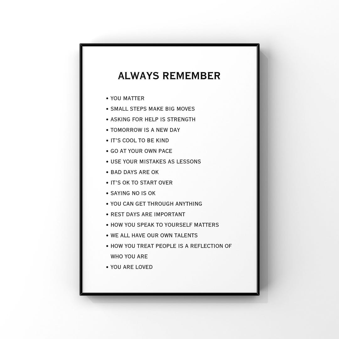 Always Remember - Digital Printable - Instant Download - Affirmations ...