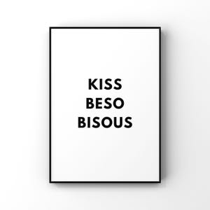 Kiss, Beso, Bisous Digital Printable - Instant Decor - Valentine - Love ...