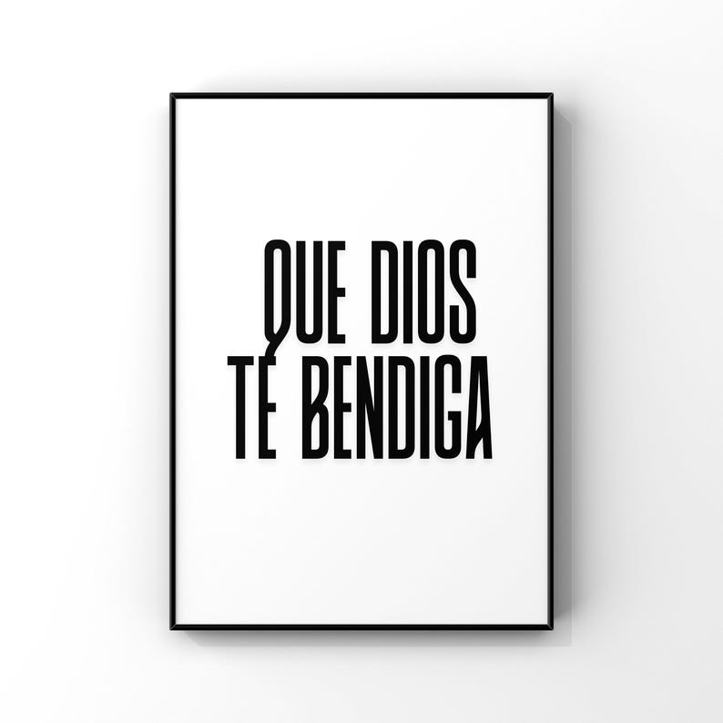 Que Dios Te Bendiga Digital Printable Home Decor Sign - Instant ...