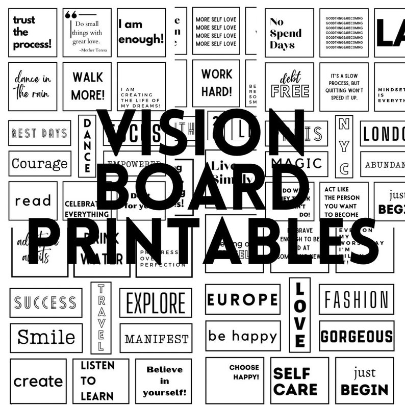 Vision Board Printables Instant Download Print Cut Stick - Etsy