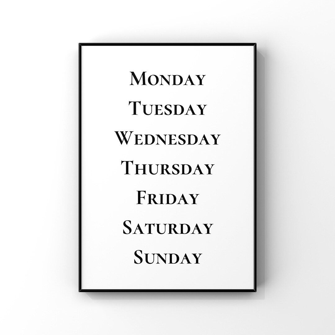 Days of the week Digital Printable Instant Download - Etsy Portugal