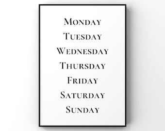 Days of the Week Writing/tracing Practice Digital , Printable 3 Pages ...