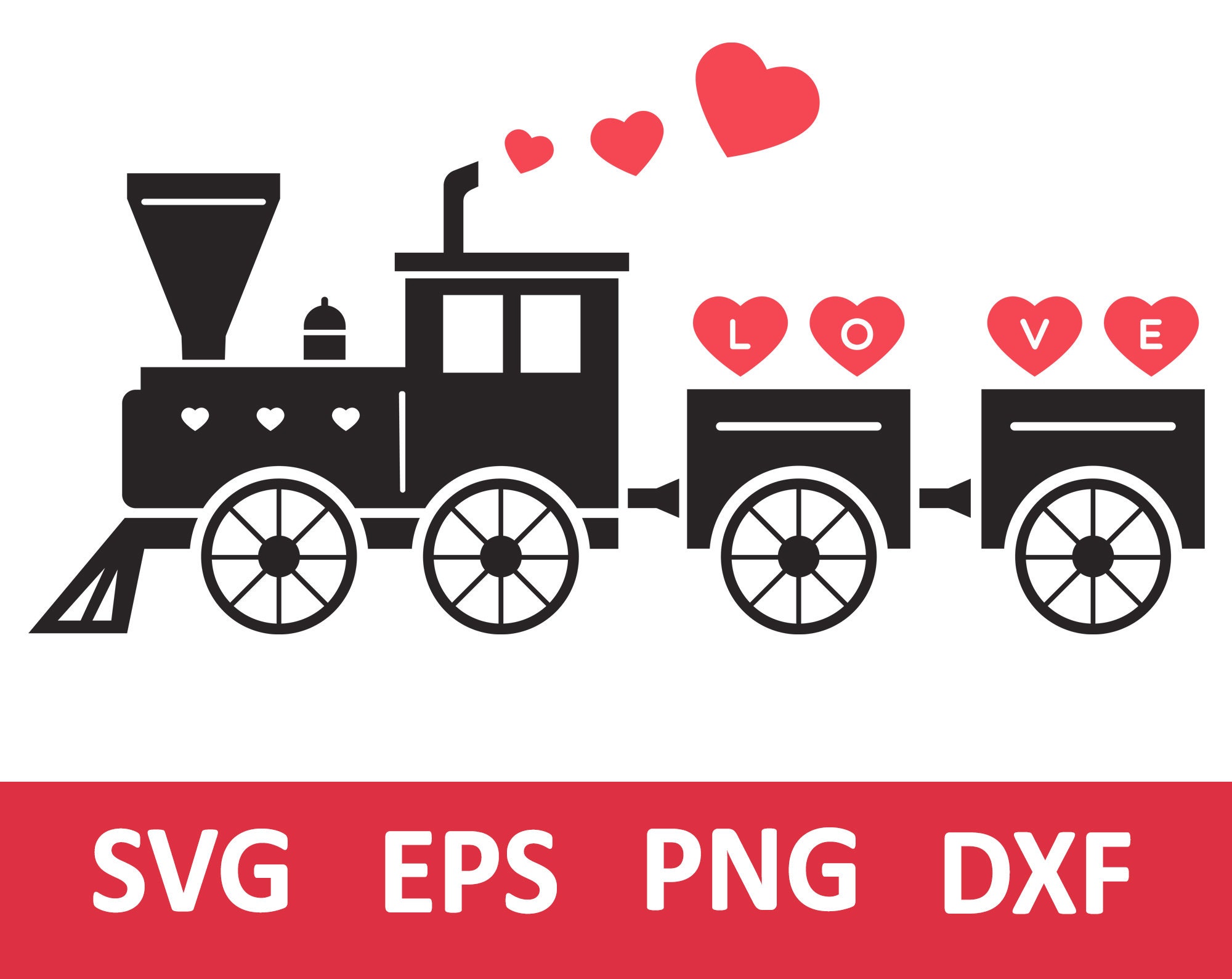 Valentines Day Red Truck, Train, & Car SVG Instant Digital Download ...