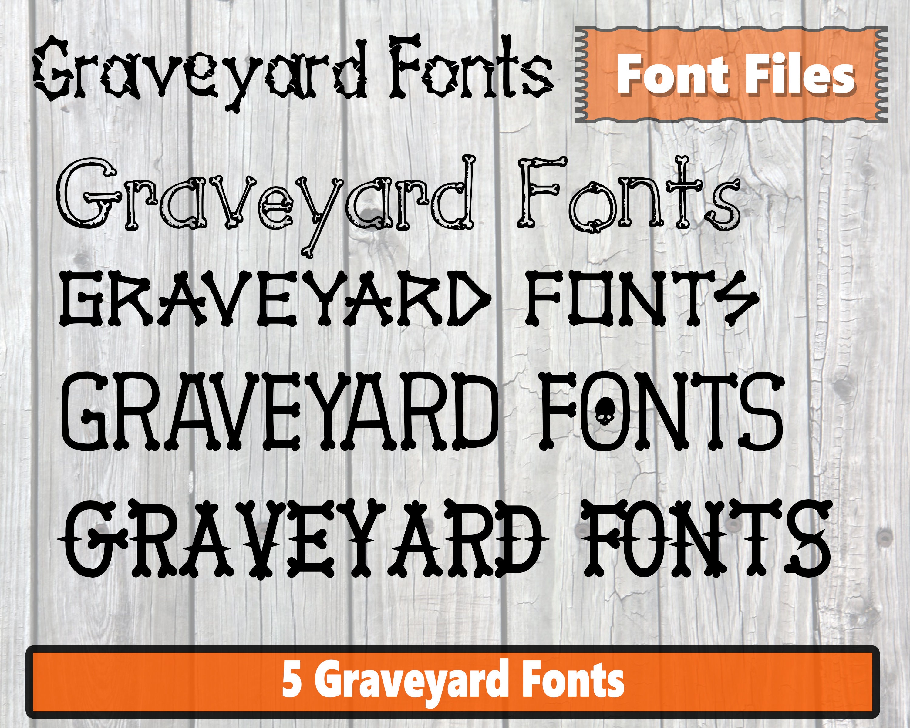 Graveyard Fonts - Halloween Font Bundle - Scary Skeleton Font Text ...