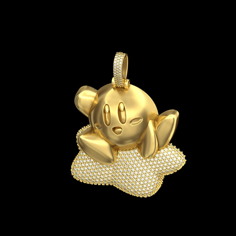 14K Yellow Gold Kirby With Star Pendant W/ CZ - Etsy