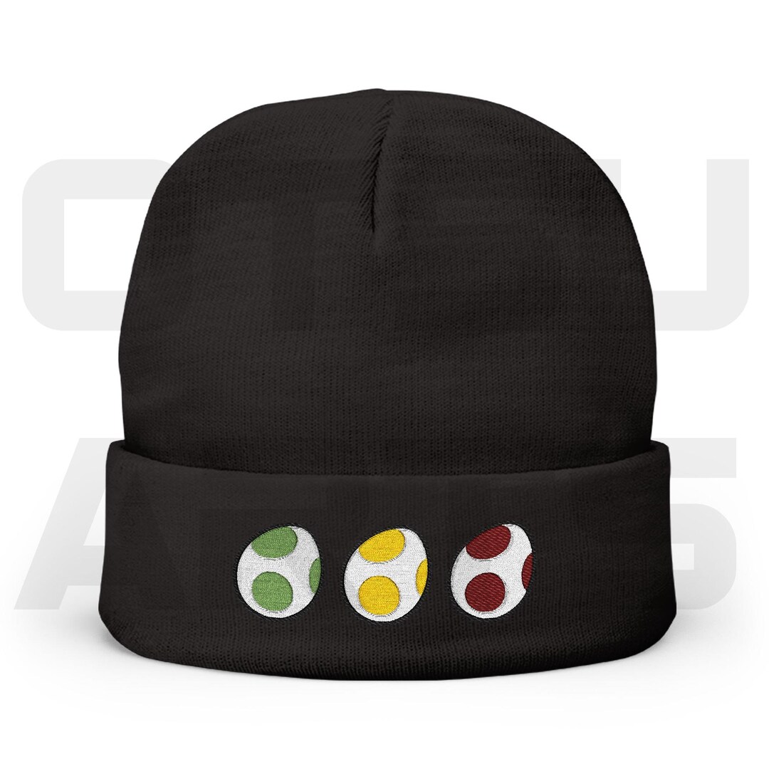 Cartoon Beanie, Embroidered, Yoshi Eggs, Unisex Beanie - Etsy