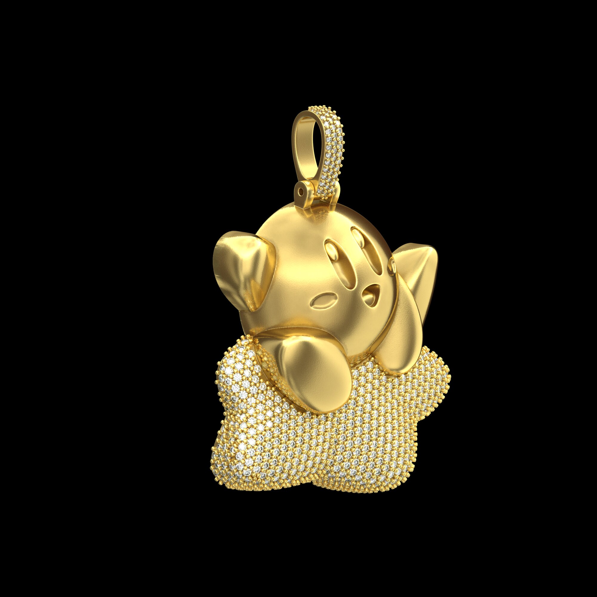 14K Yellow Gold Kirby With Star Pendant W/ CZ - Etsy