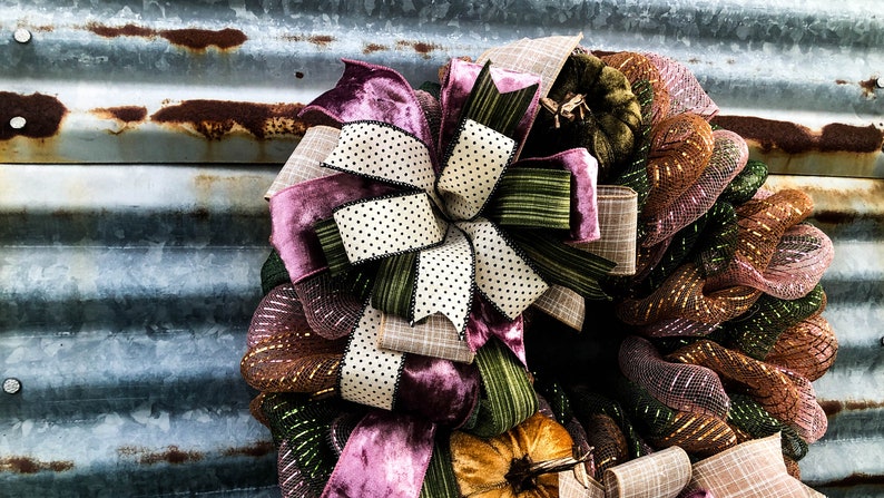 Fall Deco Mesh Bubble Wreath Fall Velvet Pumpkin Wreath - Etsy