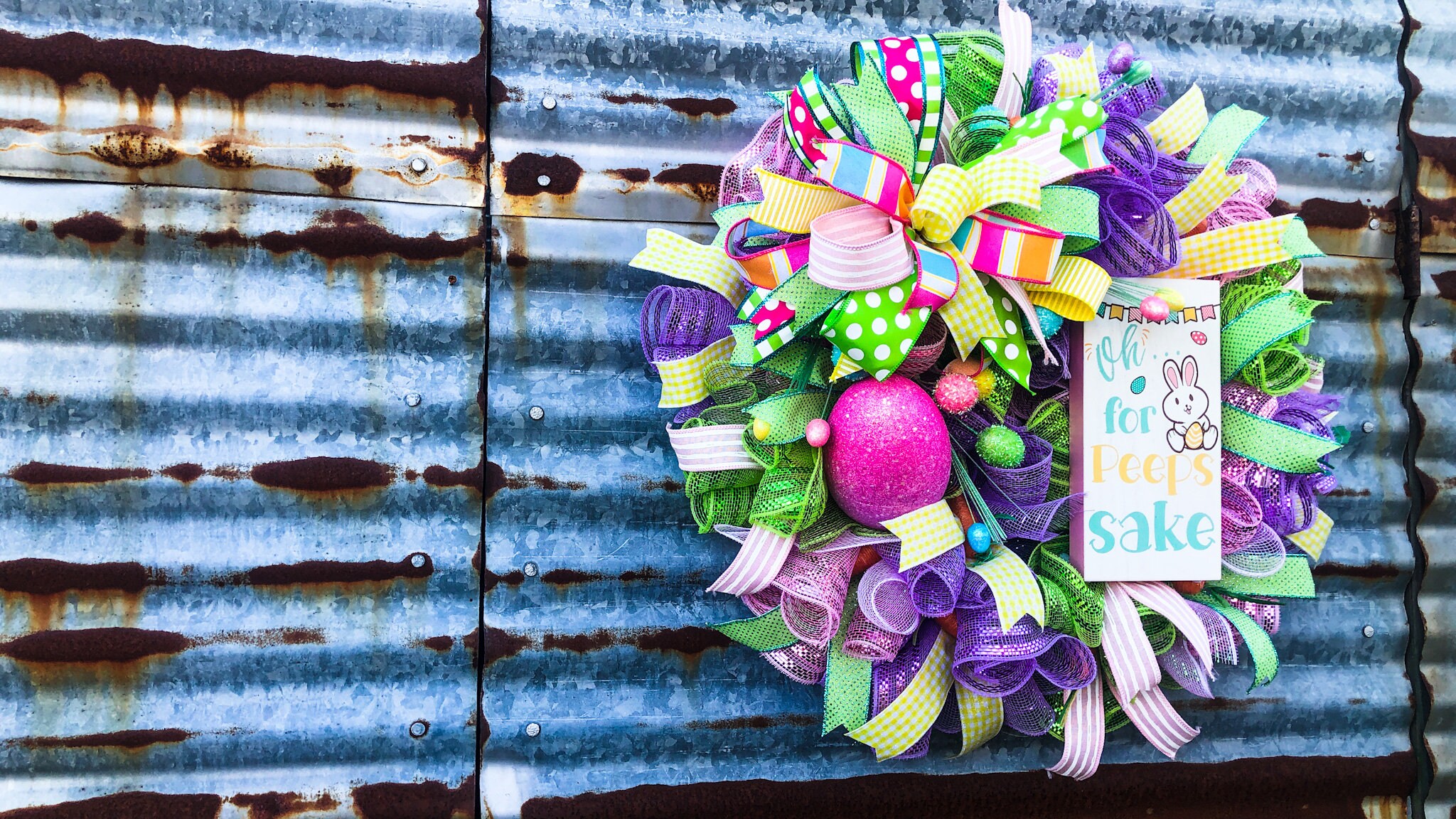 24'' Deco Mesh Easter Primavera Corona Wreath | Etsy
