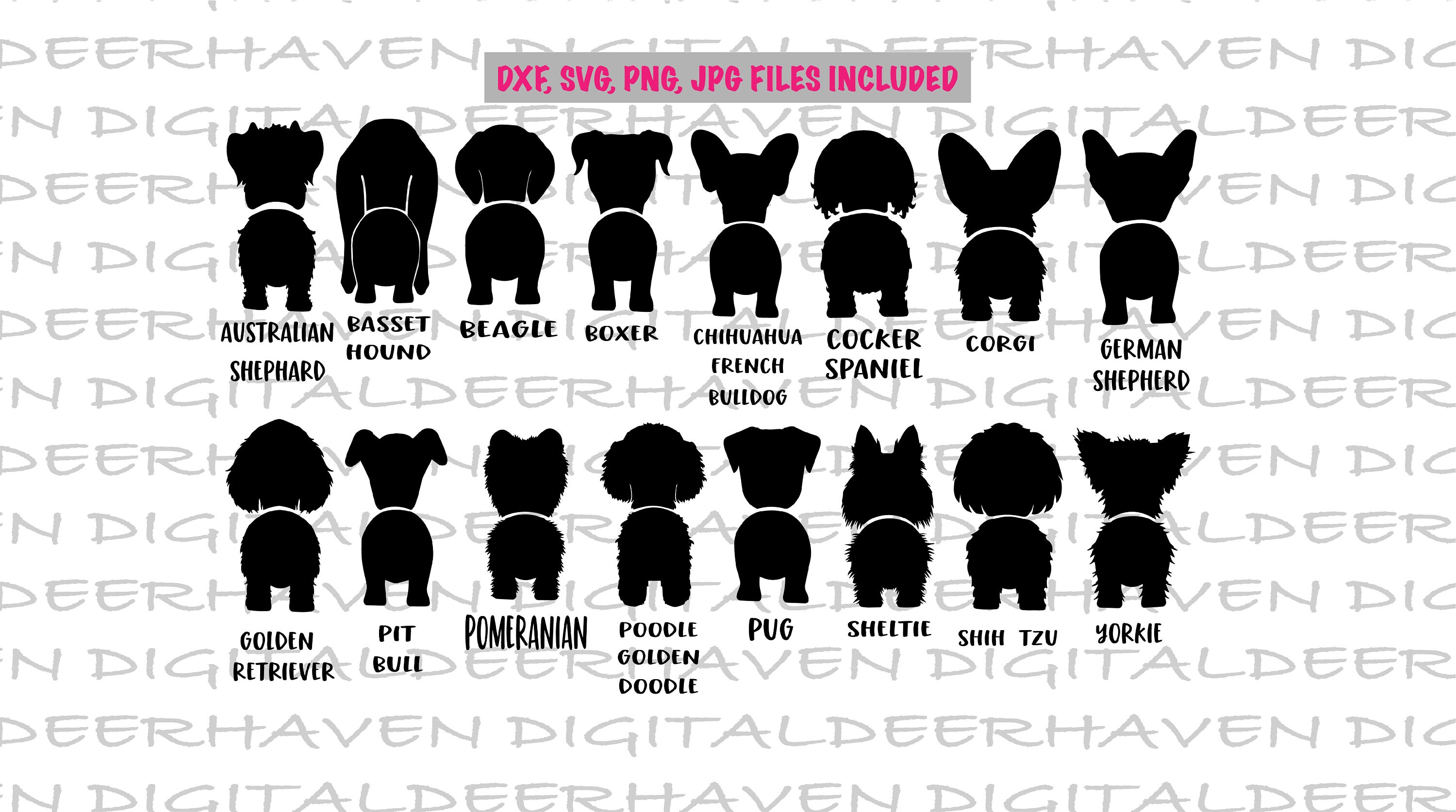 DOG SVG BUNDLE Dog Butt Dog File Bundle Digital Cut Files. - Etsy