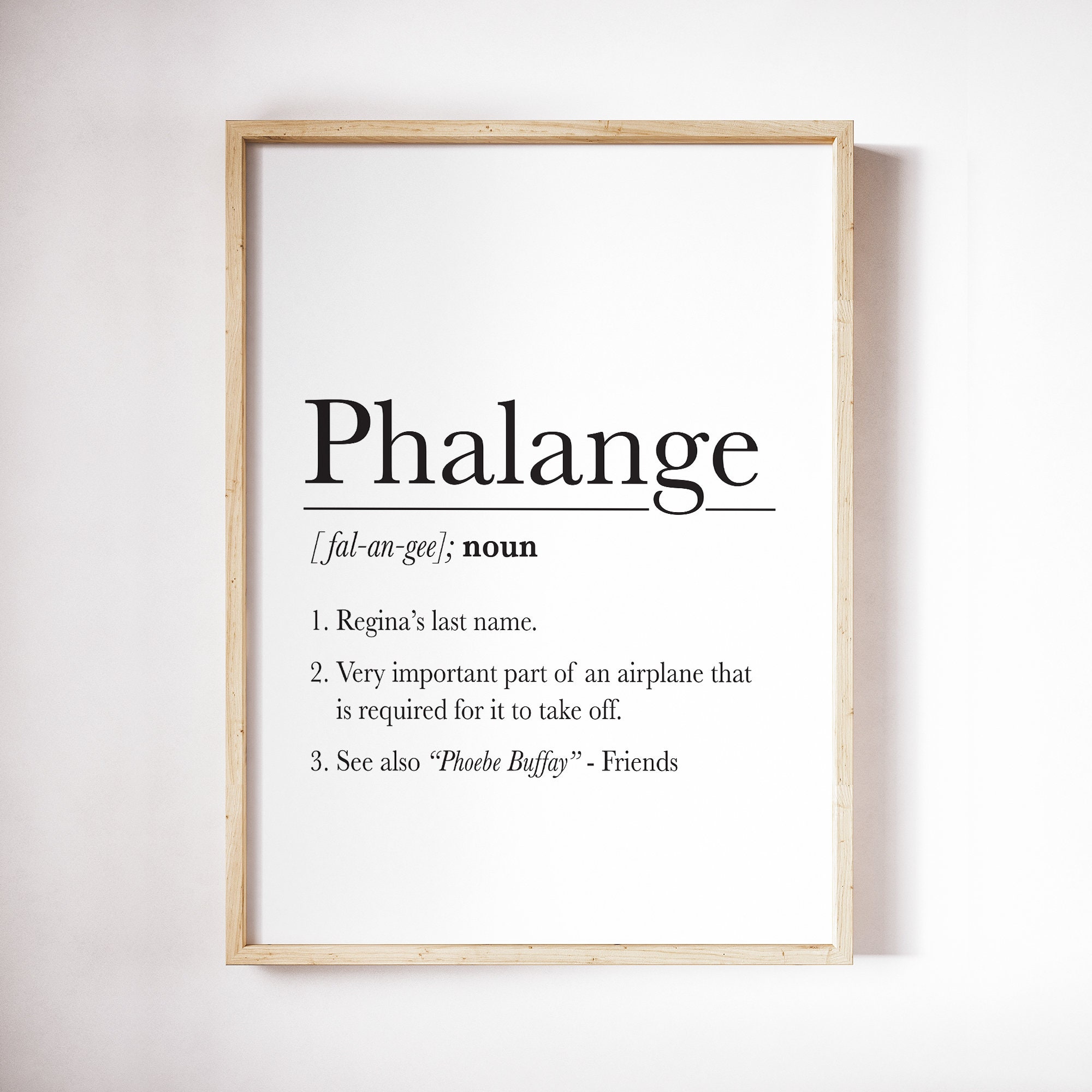 Friends TV Series, Phalange Definition Print, Phoebe Buffay Friends ...