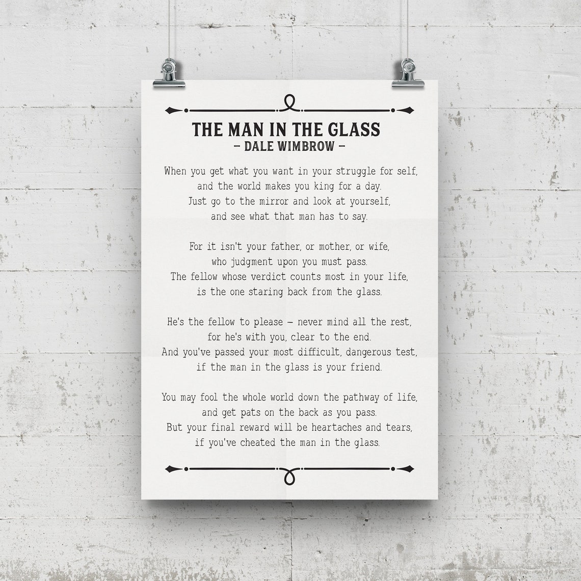 Man in the Glass, Poem Print, Guy in the Glass, Dale Wimbrow, Poetry ...