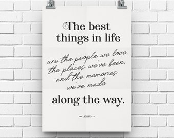 The Best Things in Life Poster Print Inspirational Quote, Positive ...