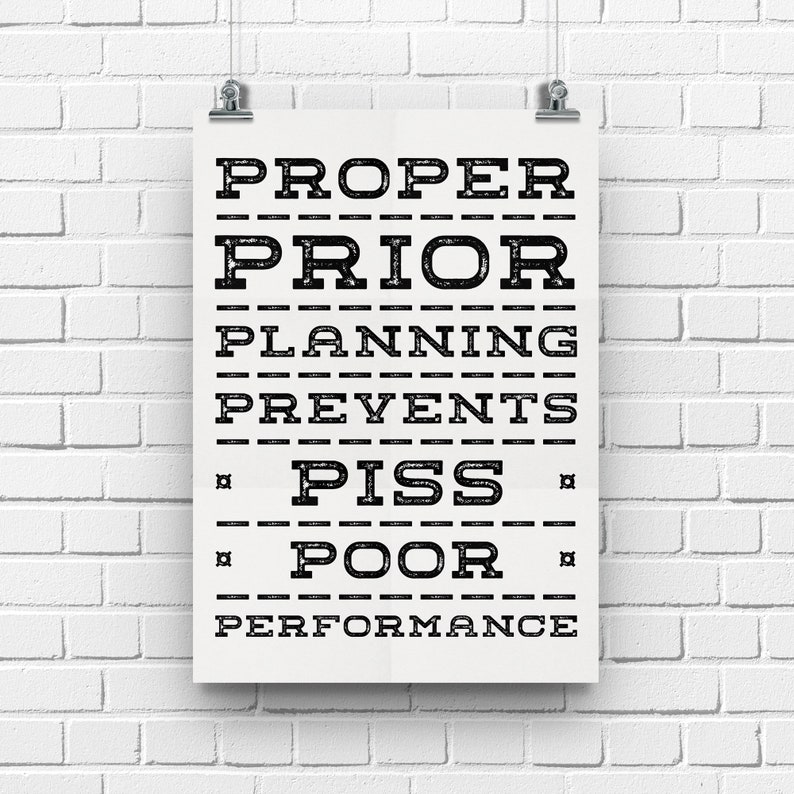 Proper Prior Planning, Military Poster Print, Coach Gift, the 7 Ps ...