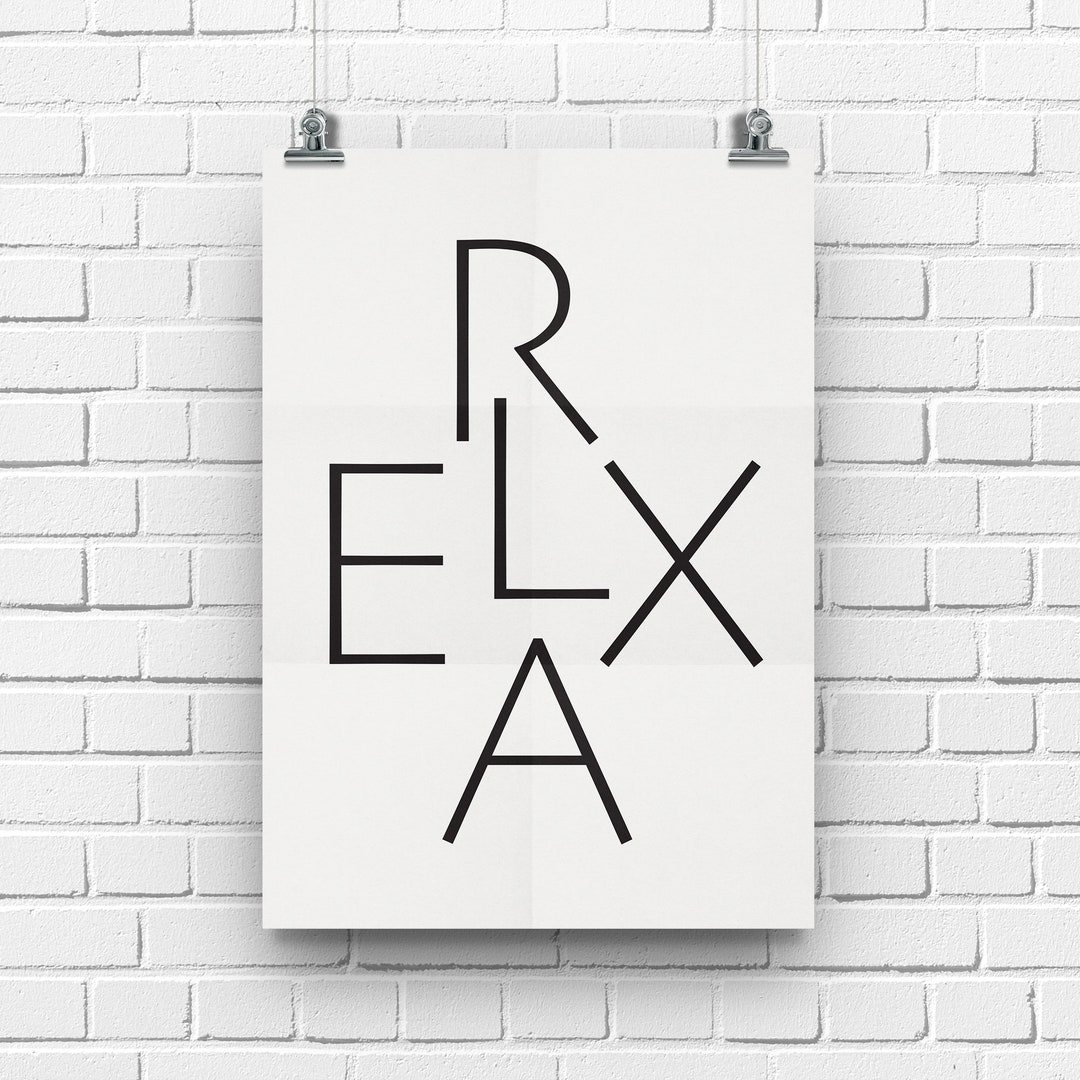 Relax Print, Typography Print, Minimalist Poster Print, Relax Sign ...