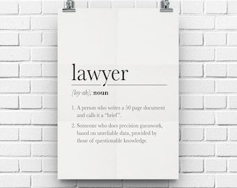 Funny Quote Decor for Home or Workplace LAWYER: Funny Job Description ...