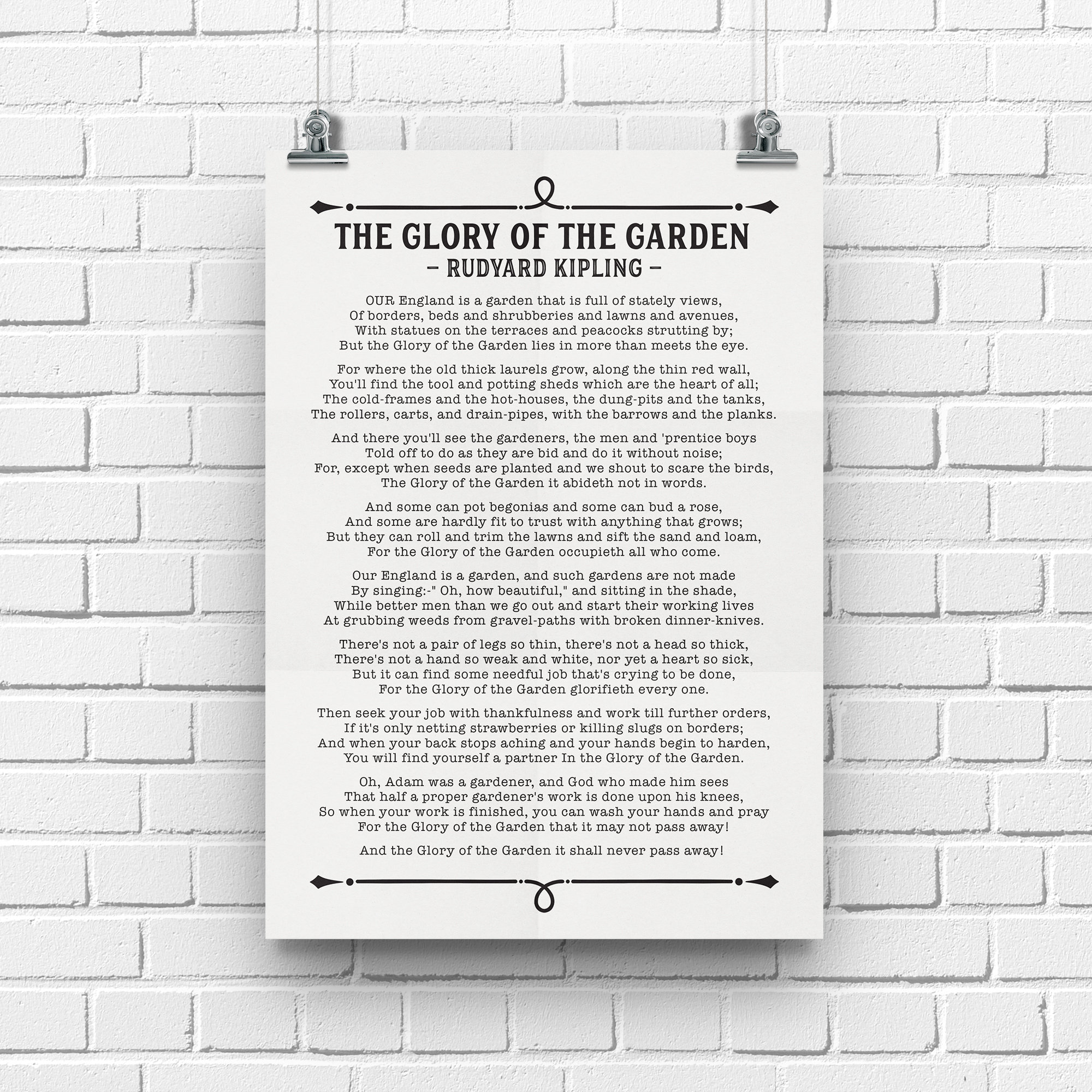 The Glory of the Garden Poem Print Rudyard Kipling Poetry - Etsy UK