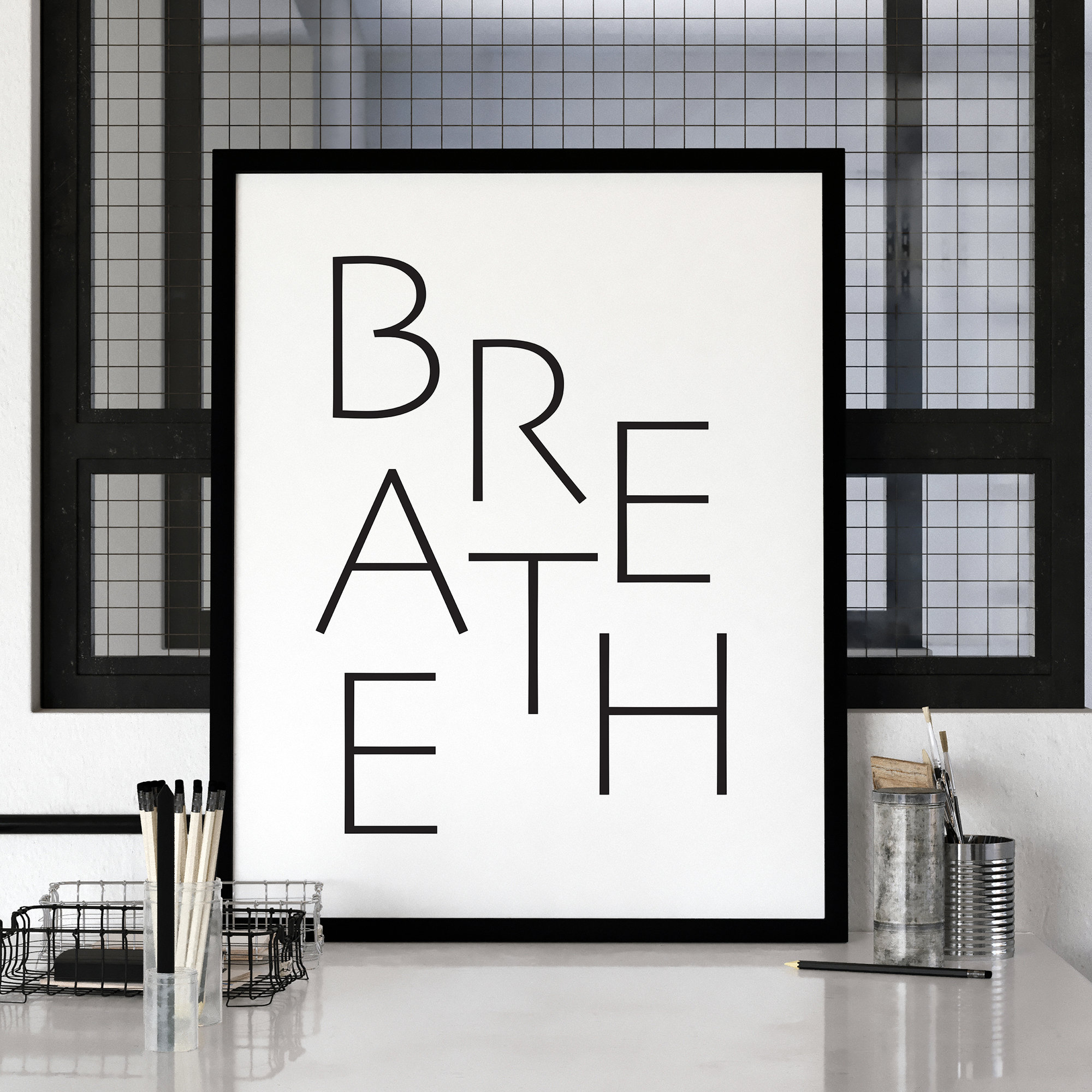 Breathe Poster Print, Typography Print, Abstract Art Print, Positive ...