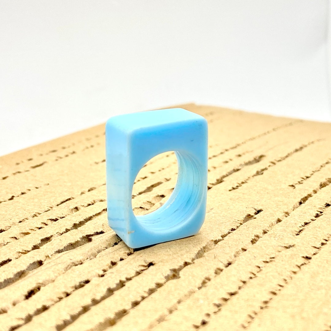 Vintage 60s Pastel Blue Plastic Ring Size M - Mid Century Modernist ...