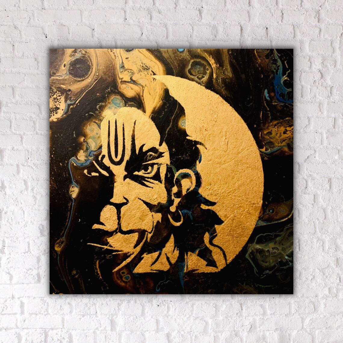 Hanuman art Hindu god art abstract Hanuman art Diwali | Etsy