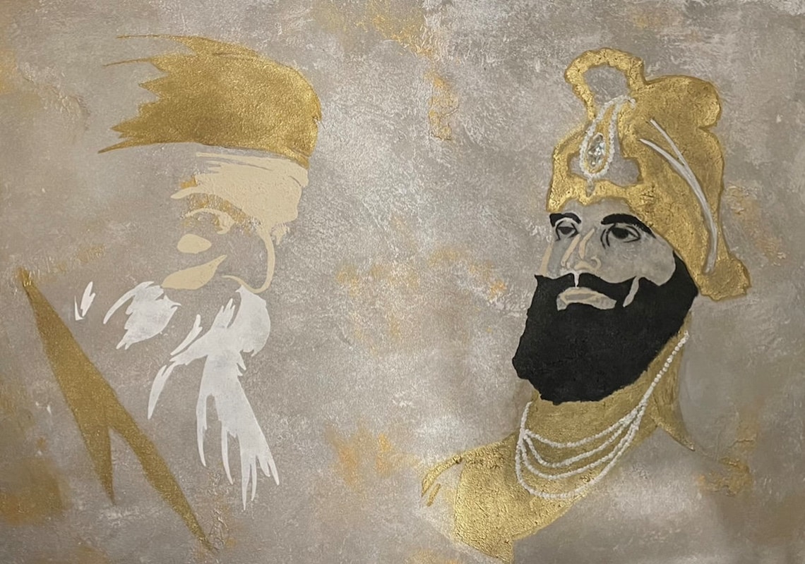 Guru Nanak Dev Ji Guru Gobind Singh Ji Sikh Art Large Painting Guru ...