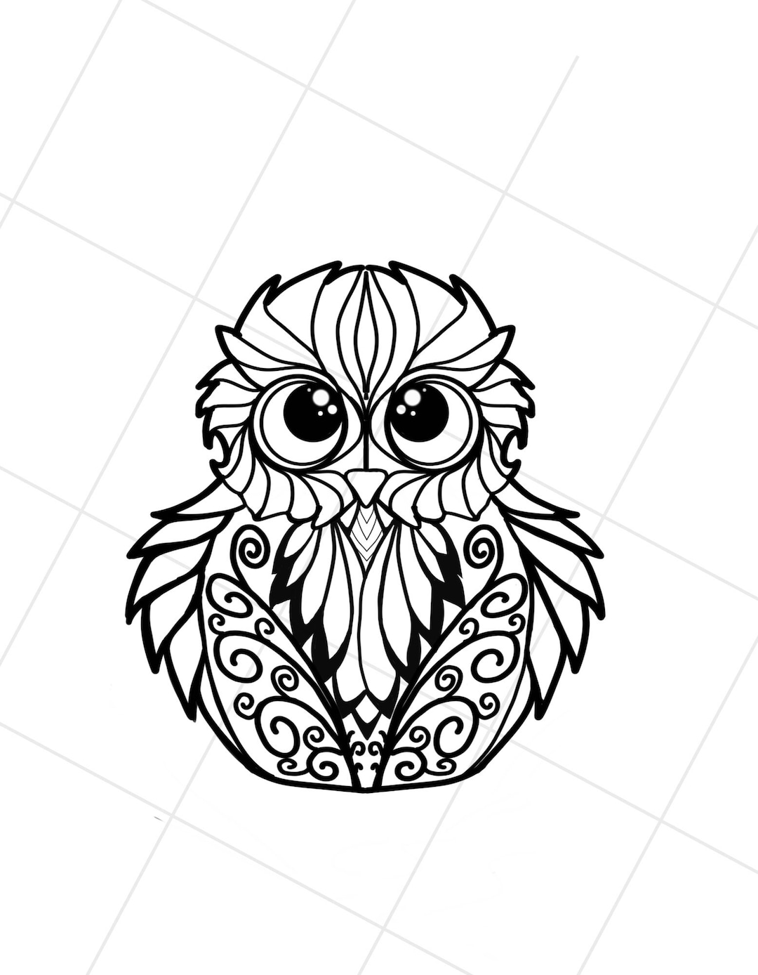 Baby Owl Outline/png File / Printable File/black and White Image - Etsy