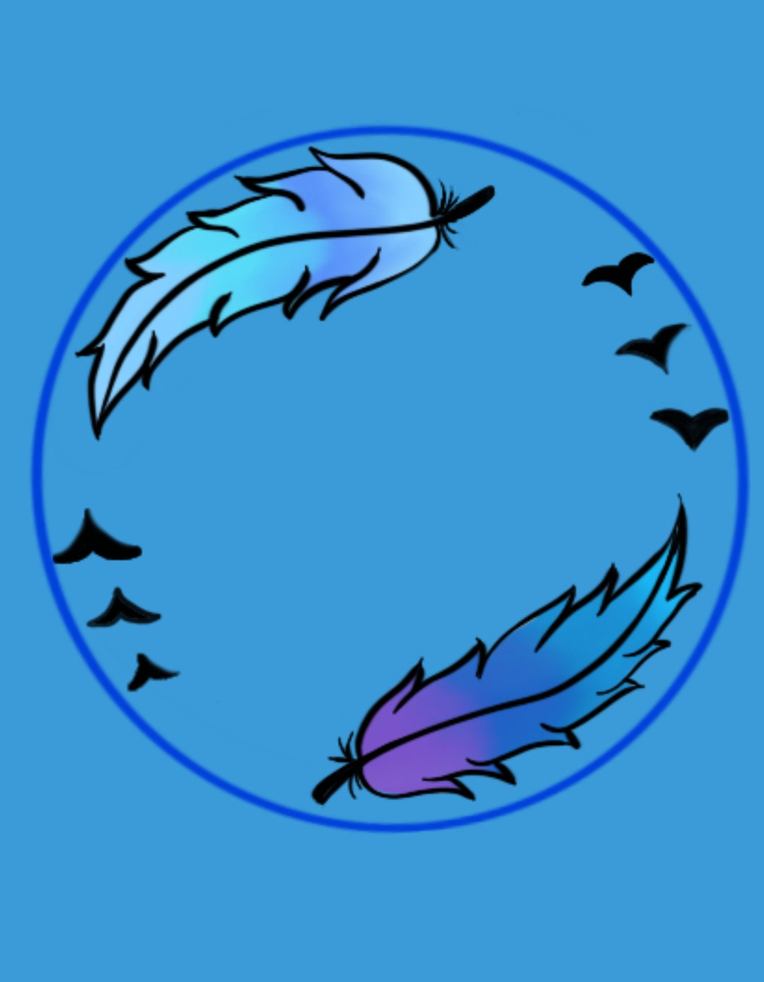 Feathers&circle /PNG Downloadable/ Sticker PNG File - Etsy