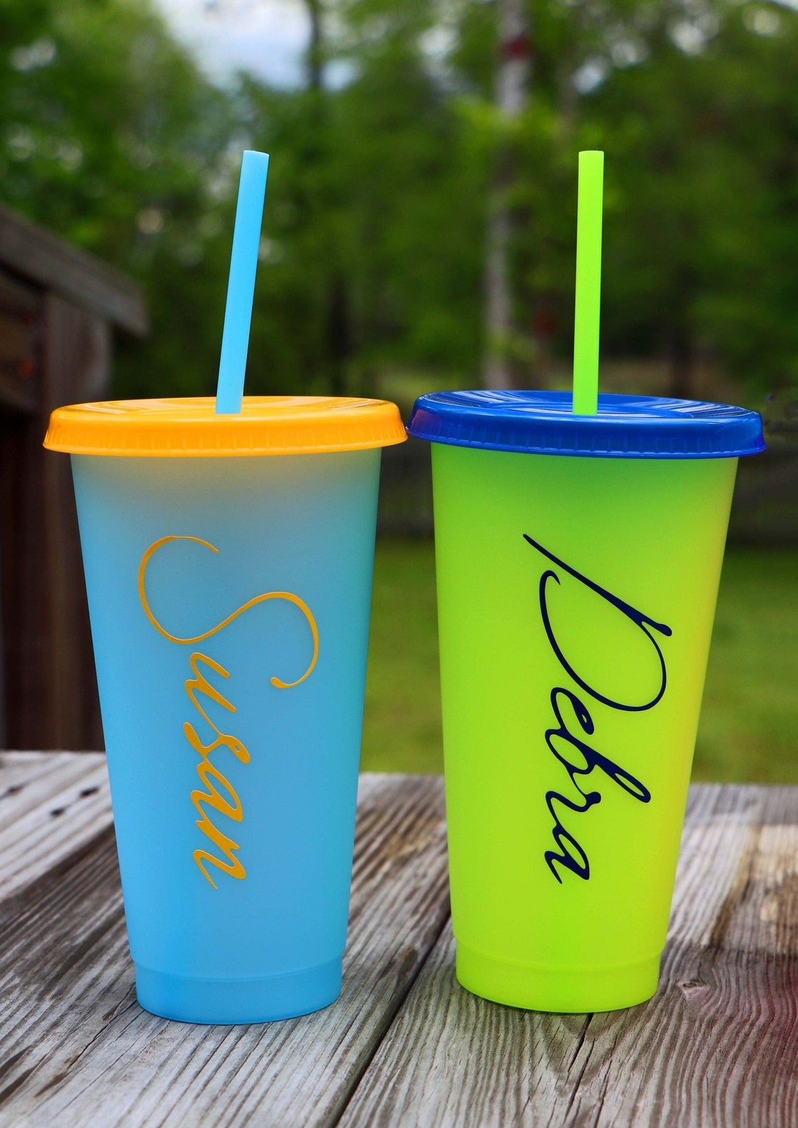 Color Changing Cups Reusable Cold Cup Cup With Lid Straw - Etsy