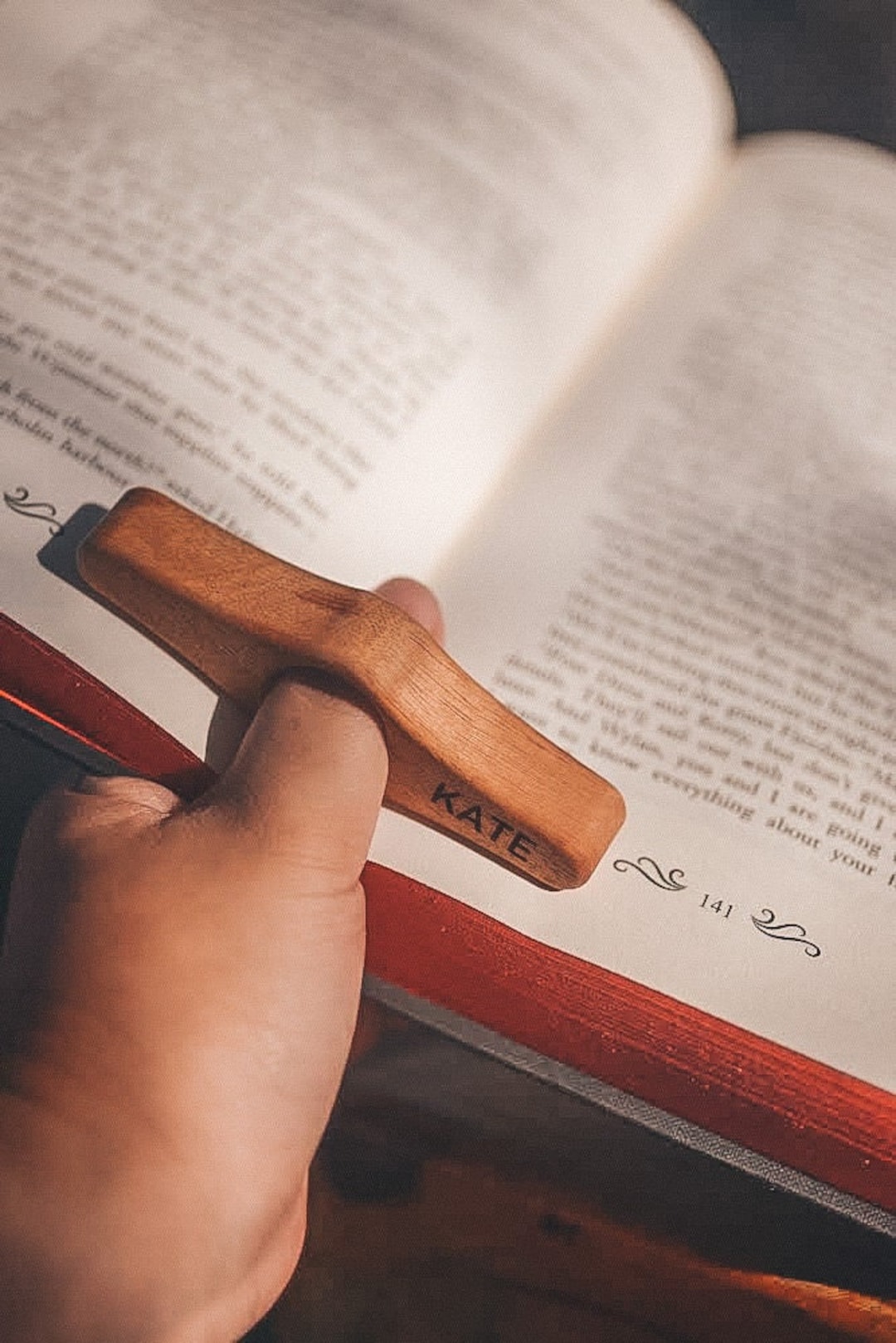 Personalized Wooden Book Page Holder Thumb Page Holder Wooden One Hand ...