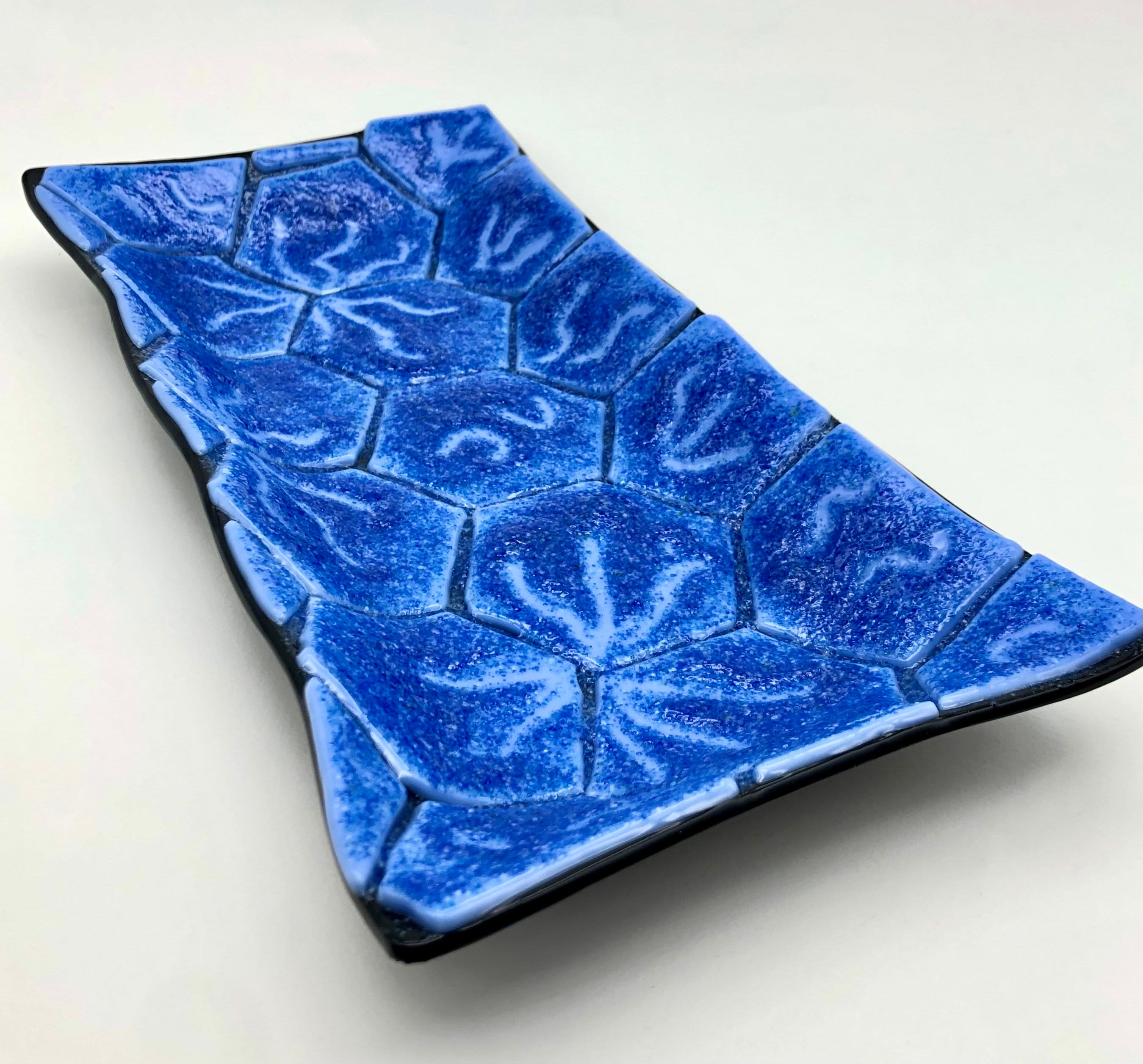 546-gaudi Barcelona Street Tile Inspired Hydrangea Fused Glass Platter ...