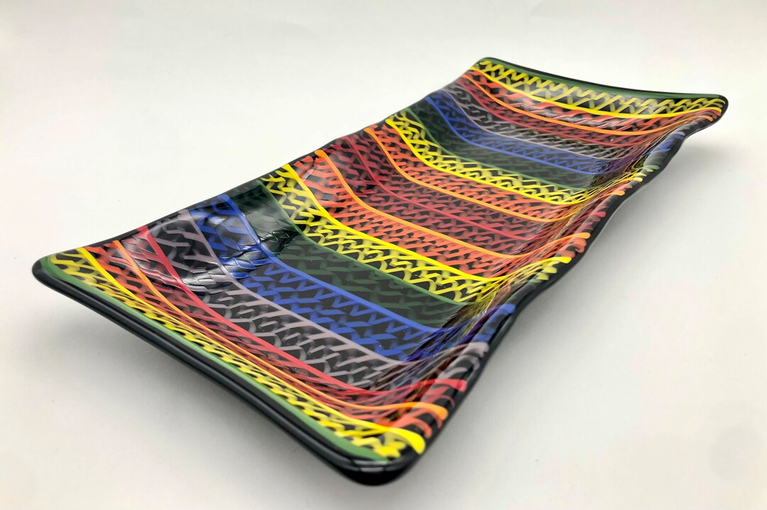 Spiraled Cane Rainbow Platter - Etsy