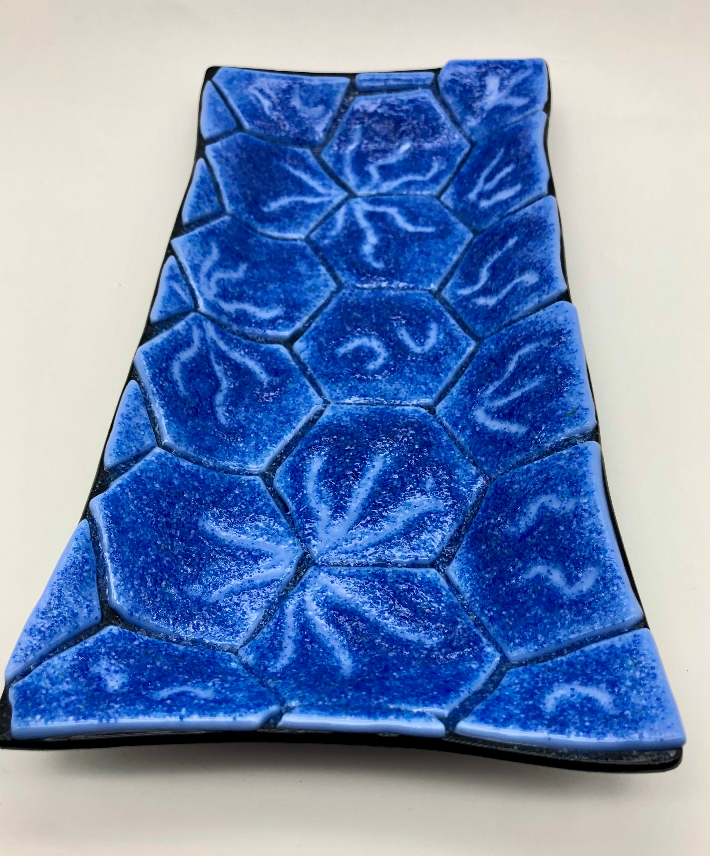 546-gaudi Barcelona Street Tile Inspired Hydrangea Fused Glass Platter ...