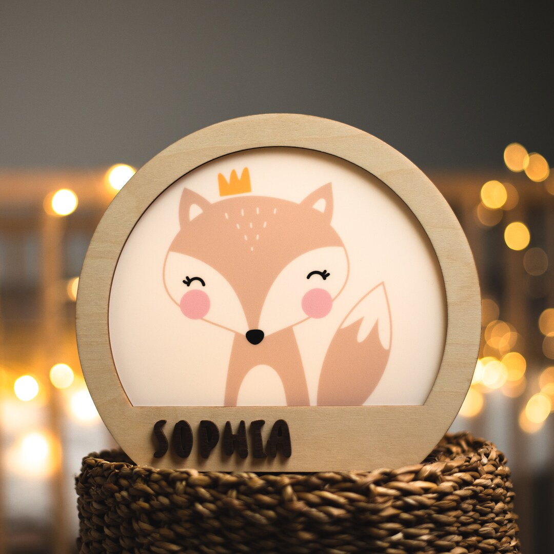 Fox Night Light, Kids Night Lamp, Custom Night Light, Baby Night Light ...