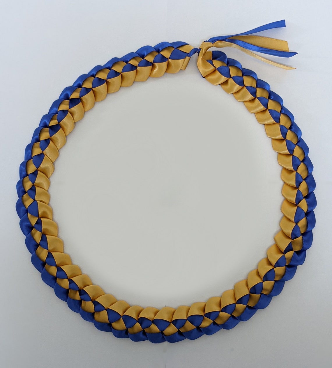 Satin Ribbon Graduation Lei (blue & Yellow Gold) - Etsy