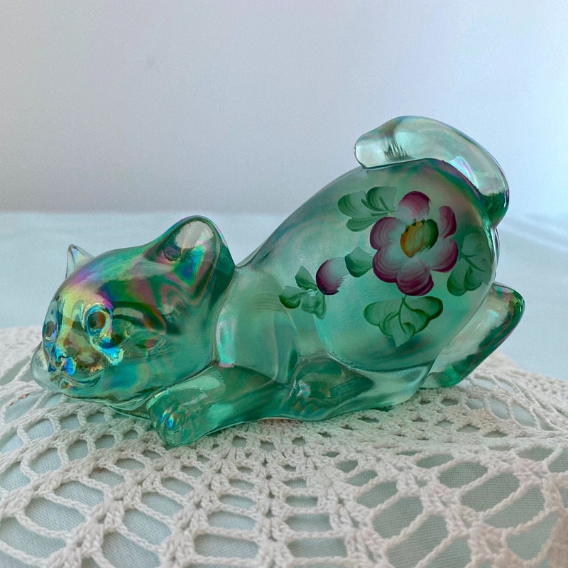 Fenton Glass Cat - Etsy