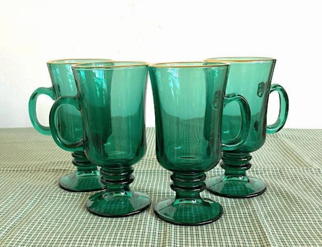 Vtg. (set 4) LIBBY Green Glass Irish Coffee Mugs - Etsy