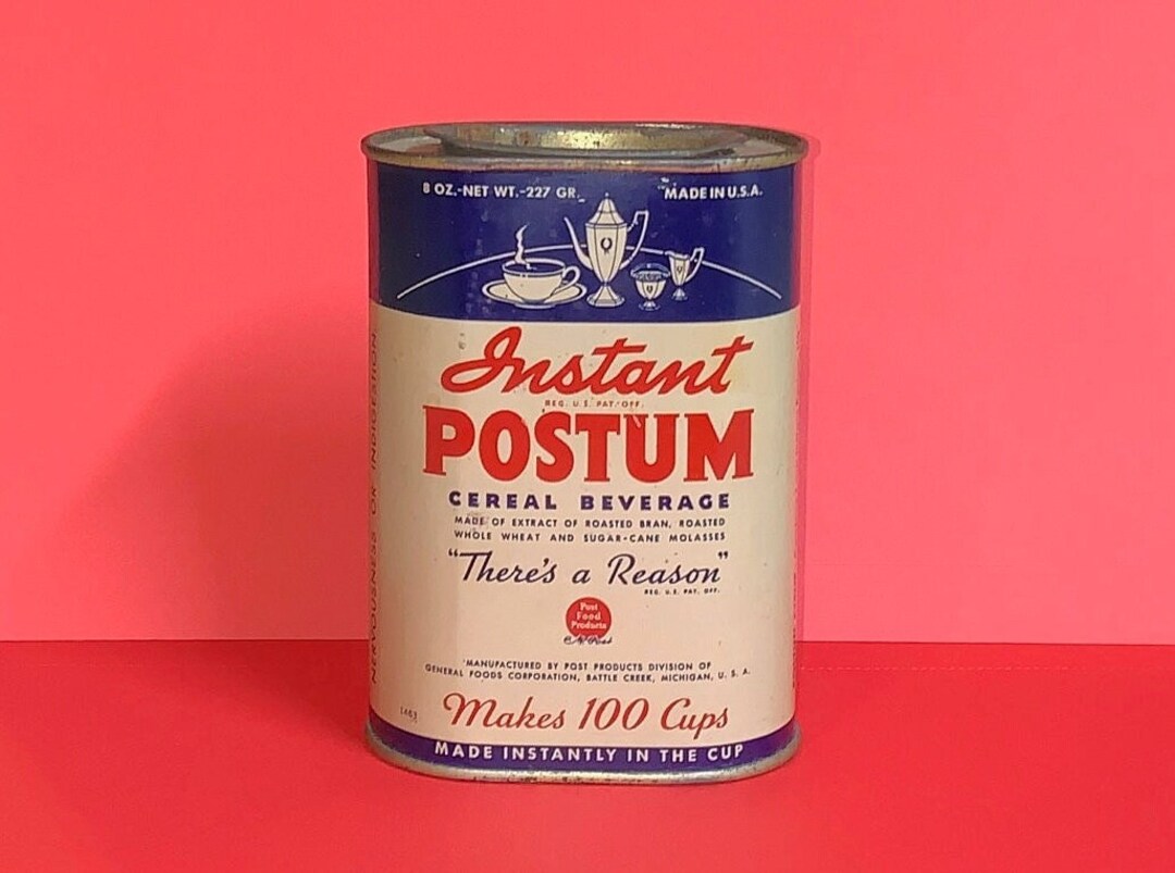 Vintage - 8 Oz. Tin Container, Instant POSTUM CEREAL BEVERAGE - Etsy
